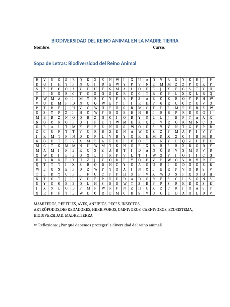 Sopa Letras Biodiversidad 25x25 | PDF | Ecología | Biología