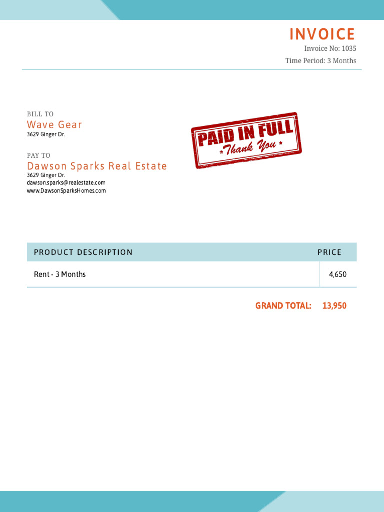 Rental Invoice | PDF
