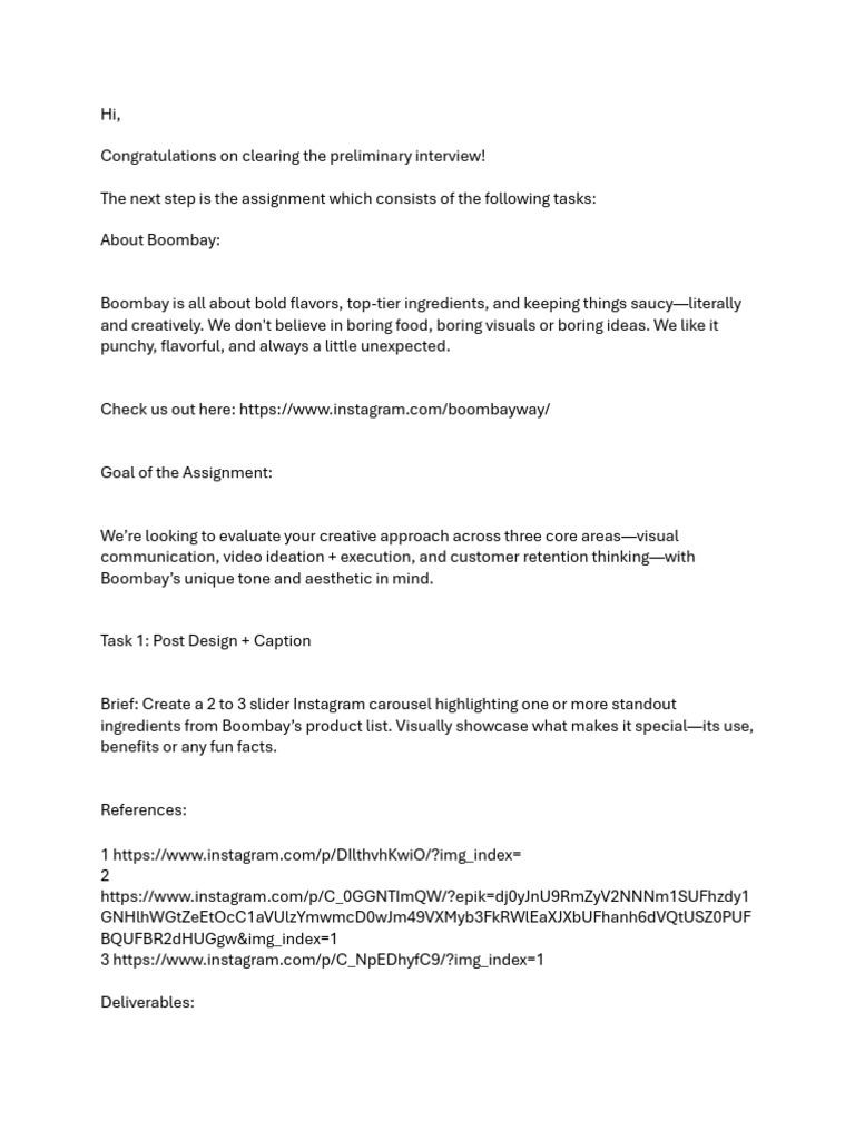 Boombay Social Media Manager Assignment | PDF | Human Communication