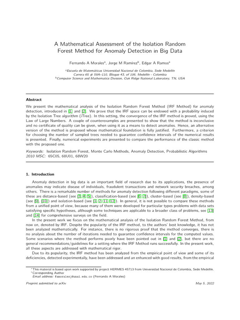 Forest Method For Anomaly Detection in Big Data | PDF | Outlier ...