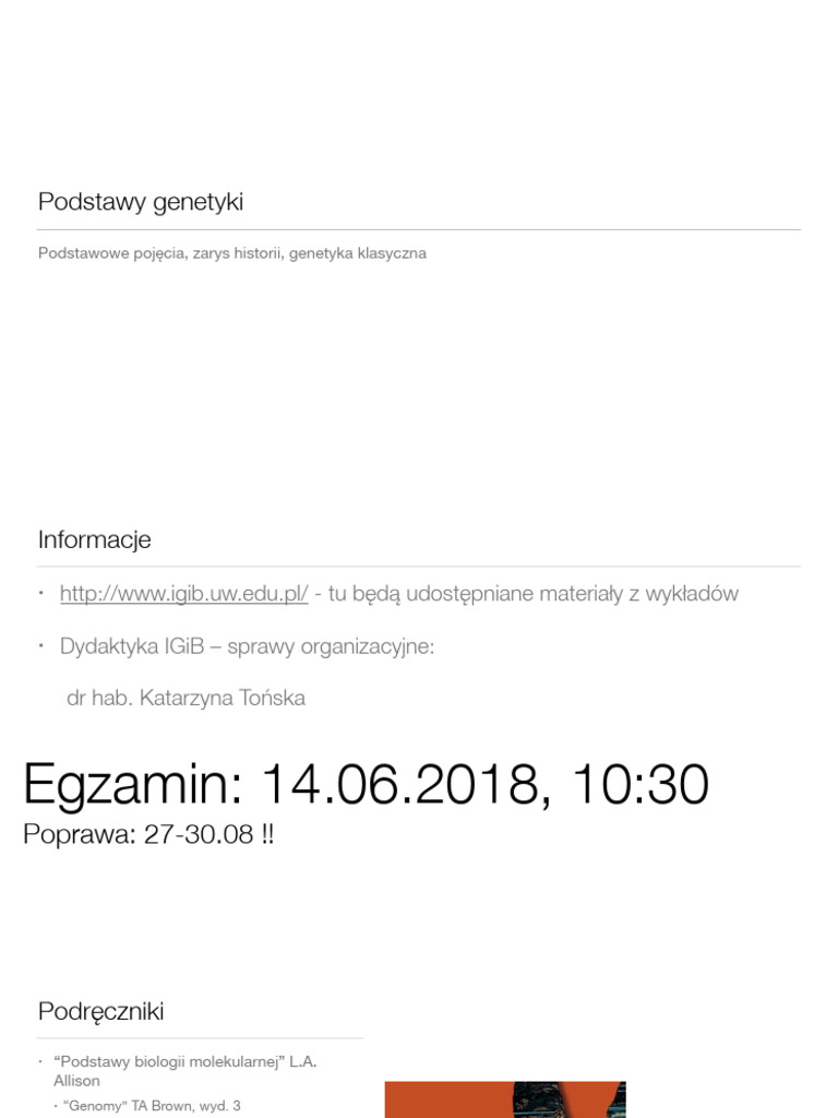Wyklad Genetyka Studia | PDF