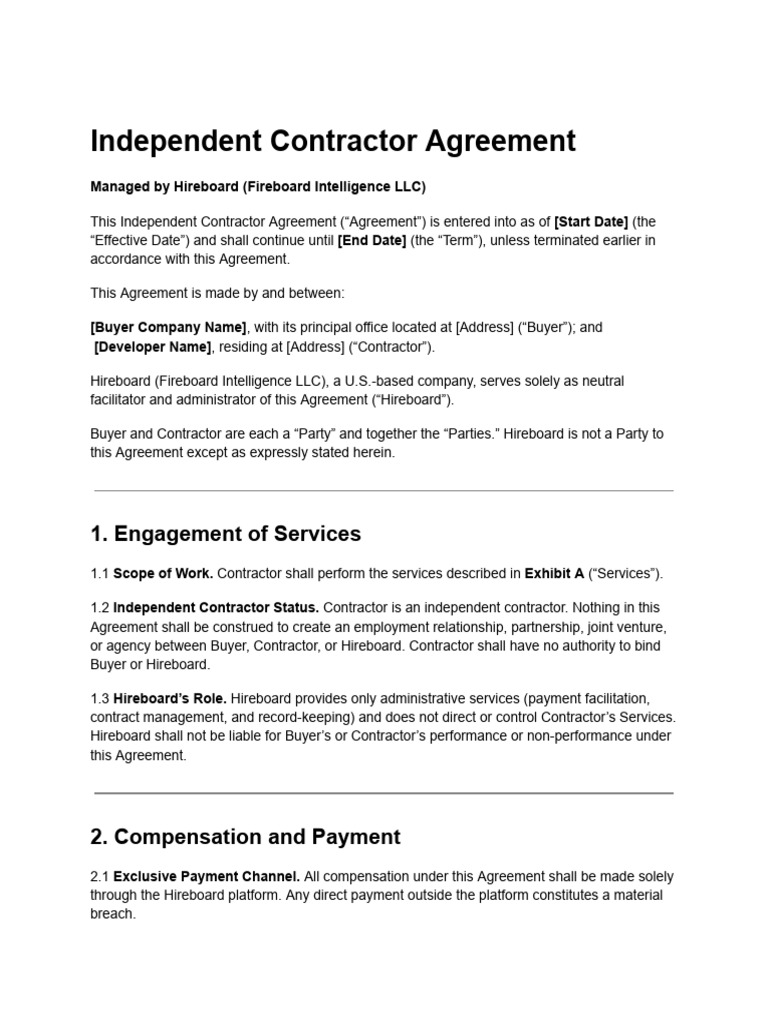 Independent Contractor Agreement Template | PDF | Indemnity | Legal ...