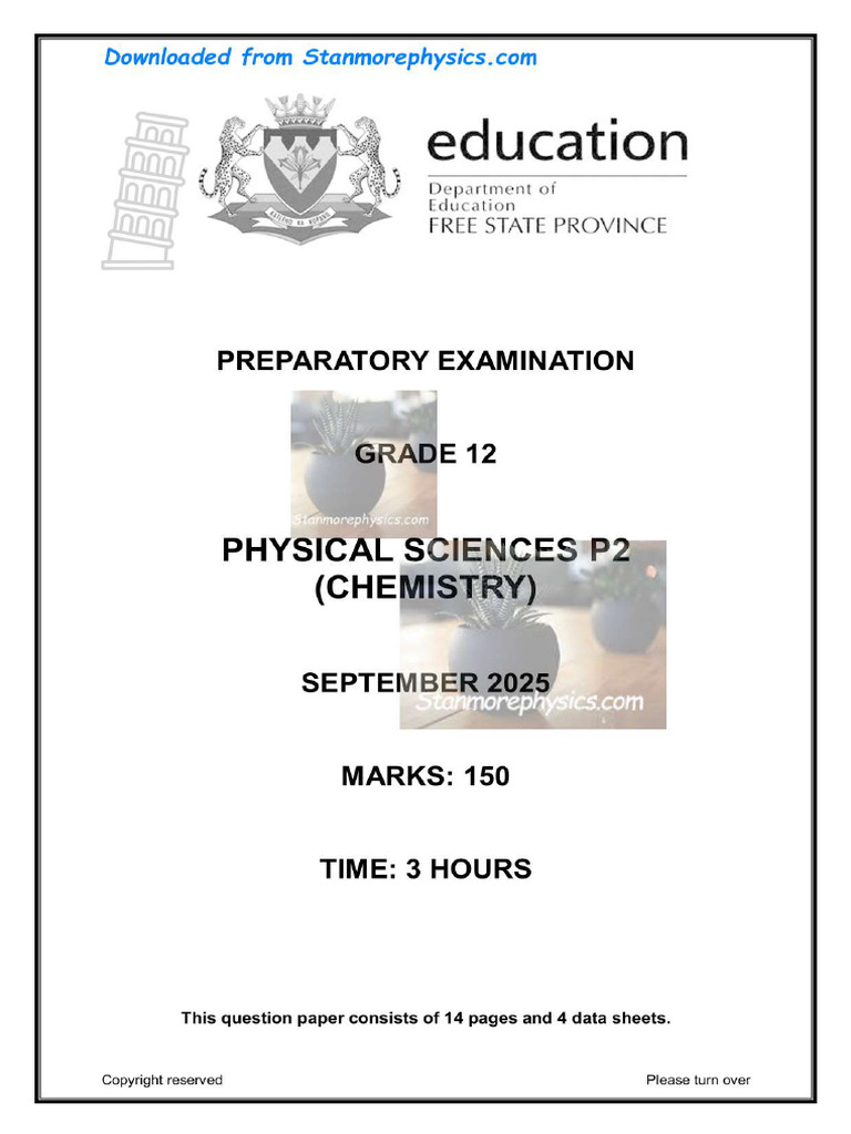 FS Physical Sciences Grade 12 September 2025 P2 and Memo | PDF