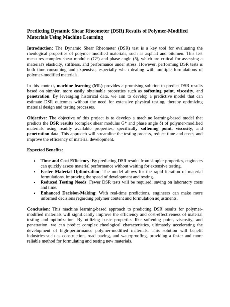 DSR Prediction Machine Learning | PDF | Rheology | Machine Learning