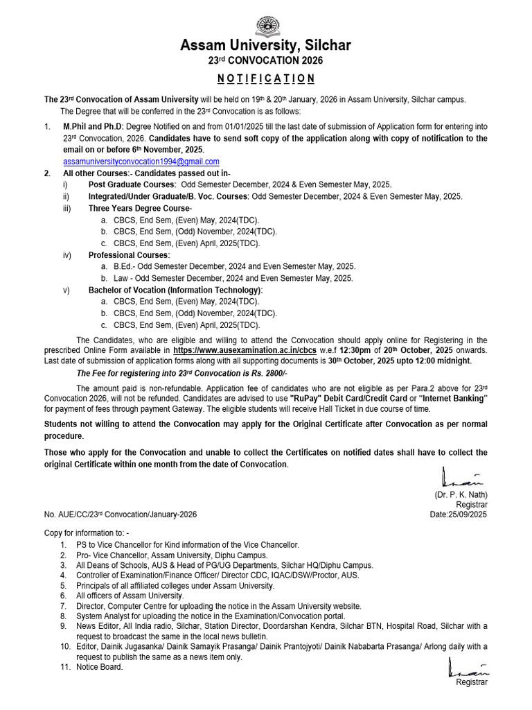 23rd Convocation Notification 2025 | PDF