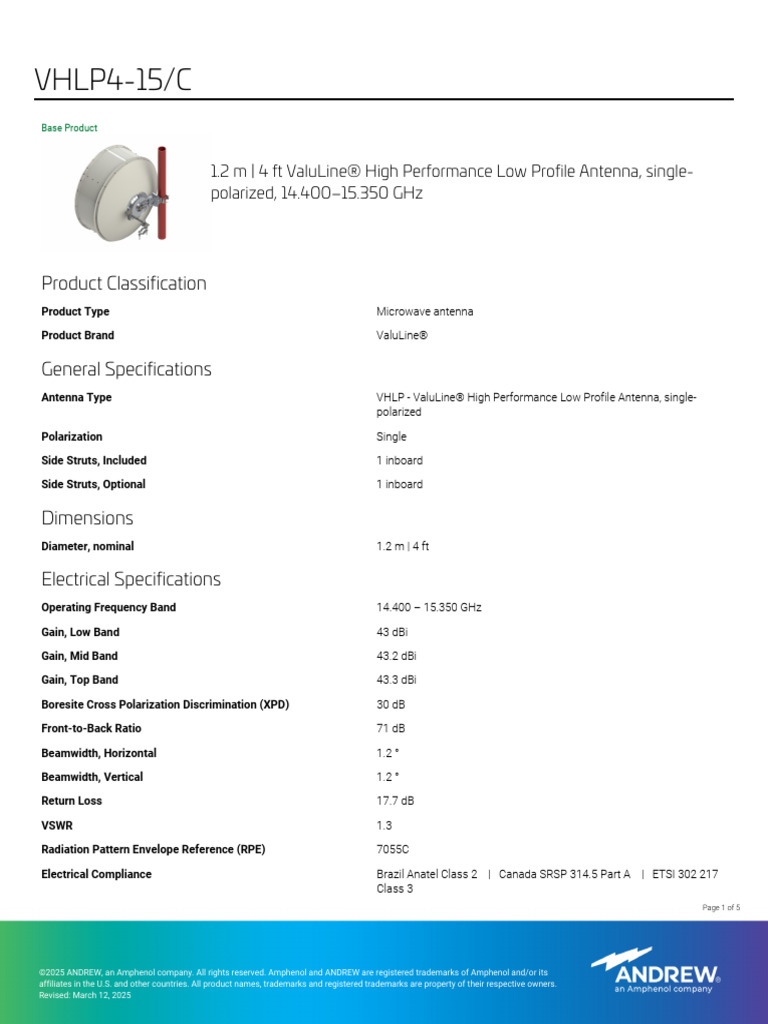 _Andrew_1.2_15ghZ | PDF | Antenna (Radio) | Physical Phenomena