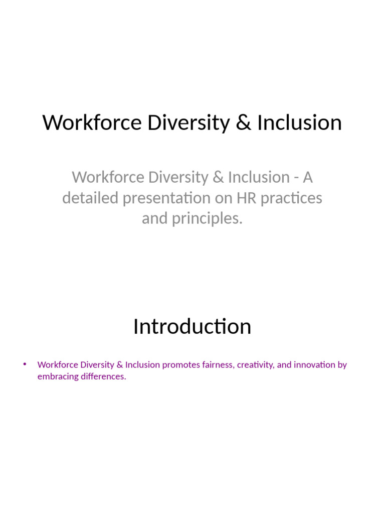 Workforce Diversity and Inclusion | PDF