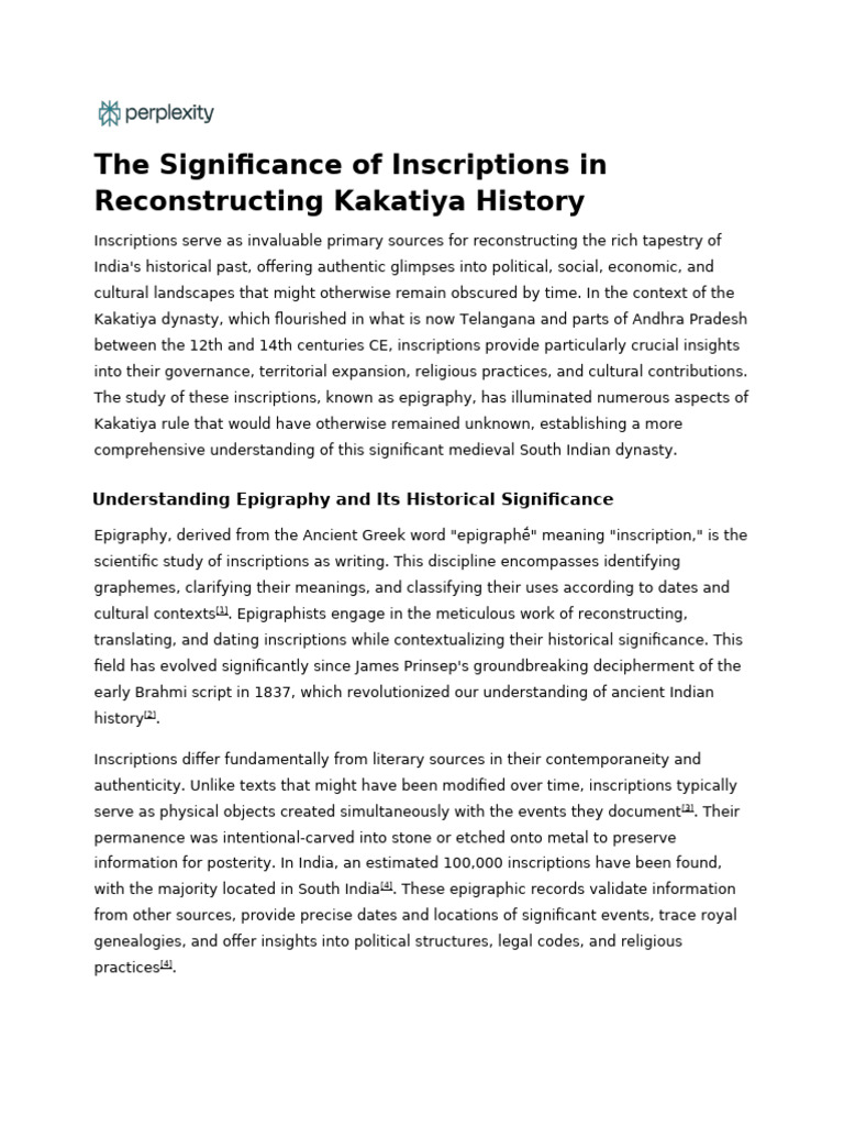 Kakatiya Dynasty: Insights from Inscriptions | PDF