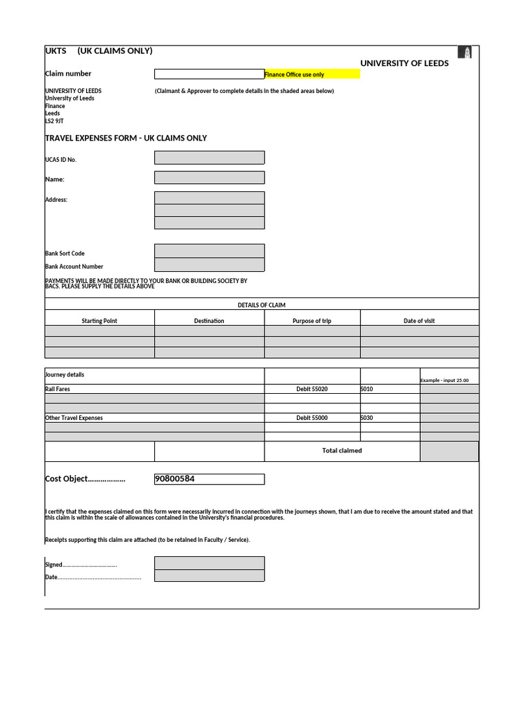 Trravel Expenses Claim Form | PDF