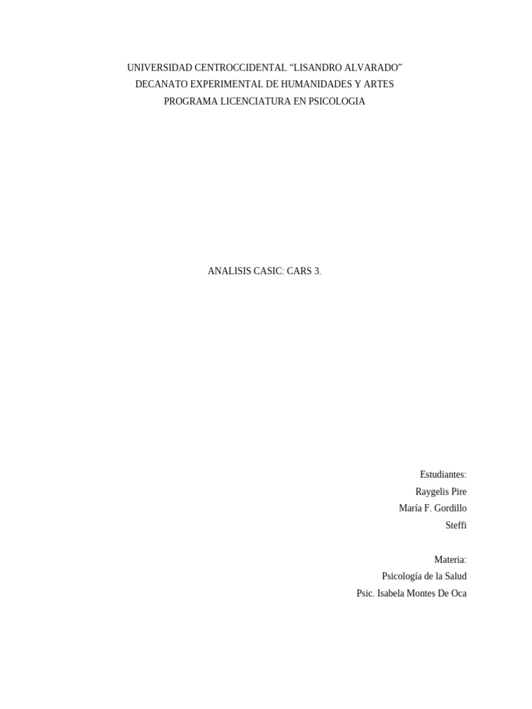 CASIC Cars 3 | PDF | Psicología cognitiva | Sicología