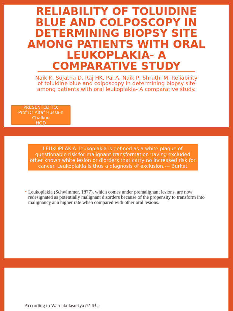 Reliability of Toluidine Blue and Colposcopy in Determining | PDF ...