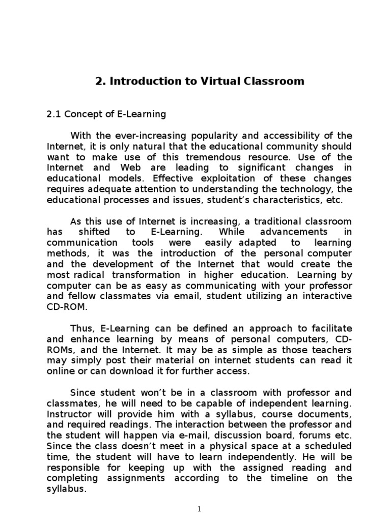 Virtual Classroom Project Report | PDF | Use Case | Educational Technology