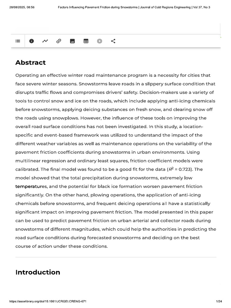 Factors Influencing Pavement Friction During Snowstorms | PDF
