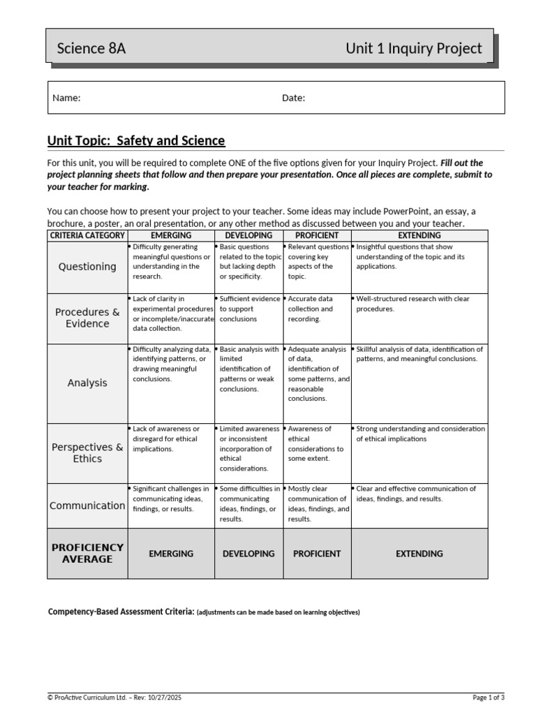Inquiry Project on Safety and Science | PDF | Data | Cognition