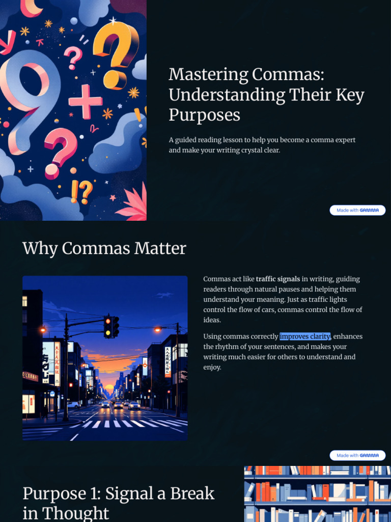 Mastering Commas Understanding Their Key Purposes | PDF