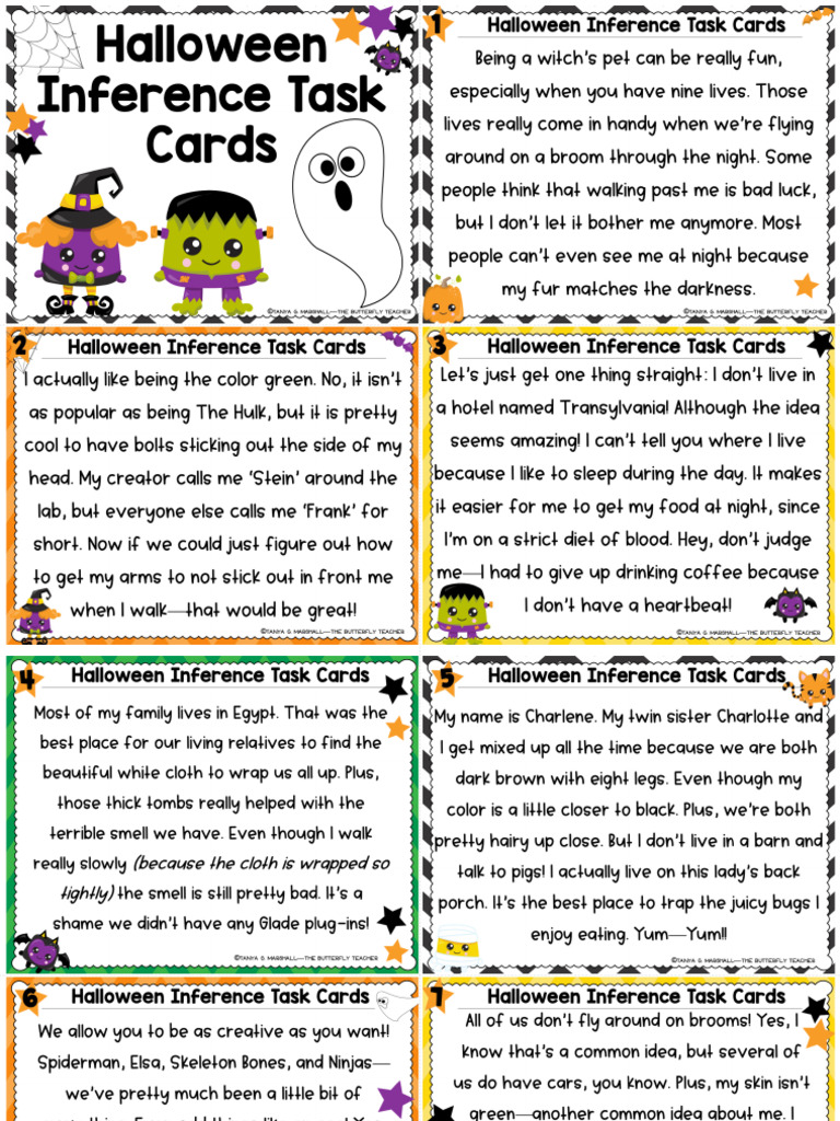 Halloween Inference Task Cards Printable | PDF