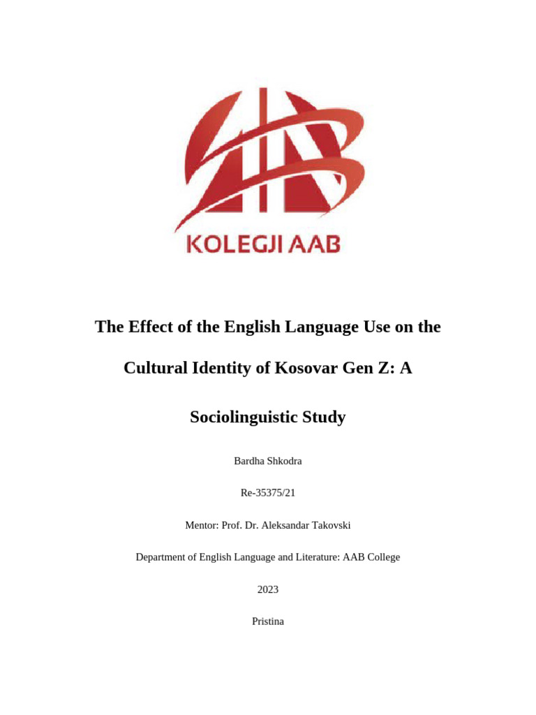 The Effect of The English Language On The Cultural Identity of Kosovar ...