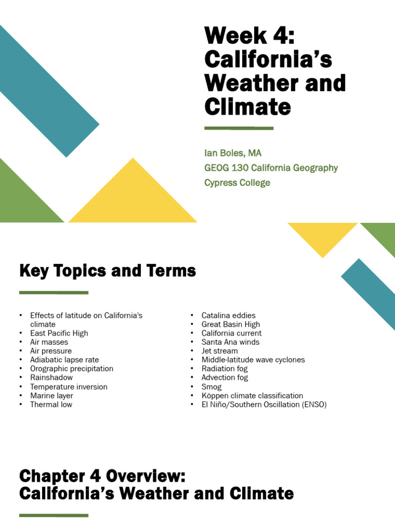 California's Climate and Geography Insights | PDF | Precipitation | Fog