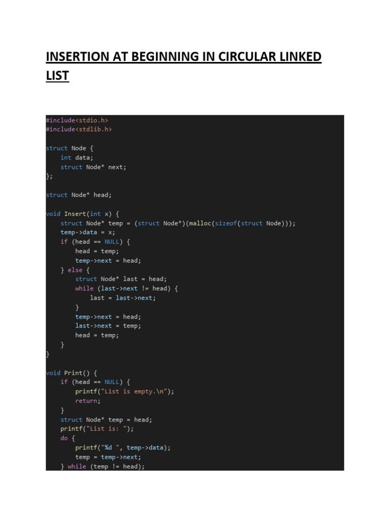 Circular Linked List | PDF | Object (Computer Science) | Computer Engineering