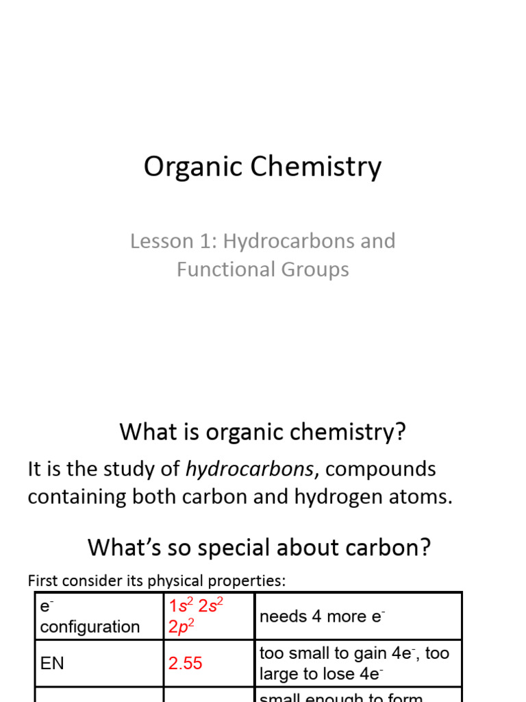 0.1 Organic Chemistry Hydrocarbons and Functional Groups | PDF ...