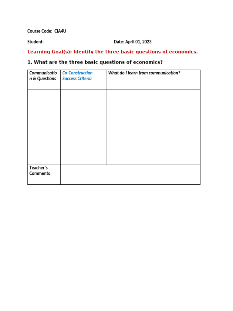 CIA4U Observation & Communication Chart | PDF