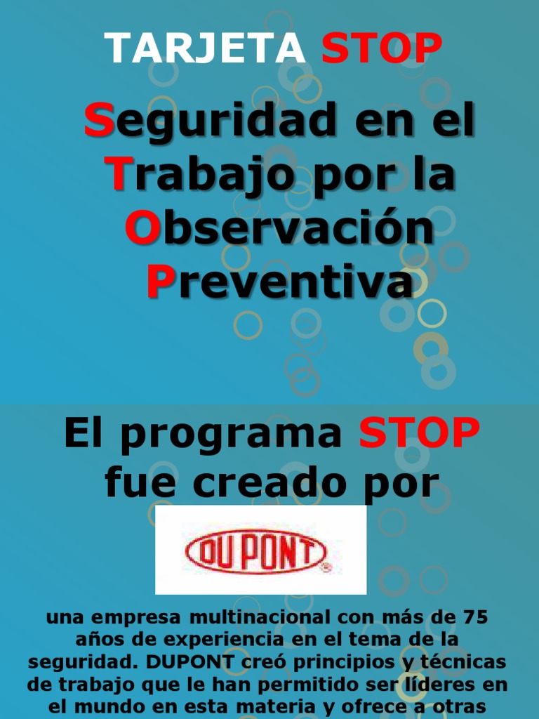 Tarjeta STOP: Seguridad Industrial y Prevención | PDF | Estadísticas ...