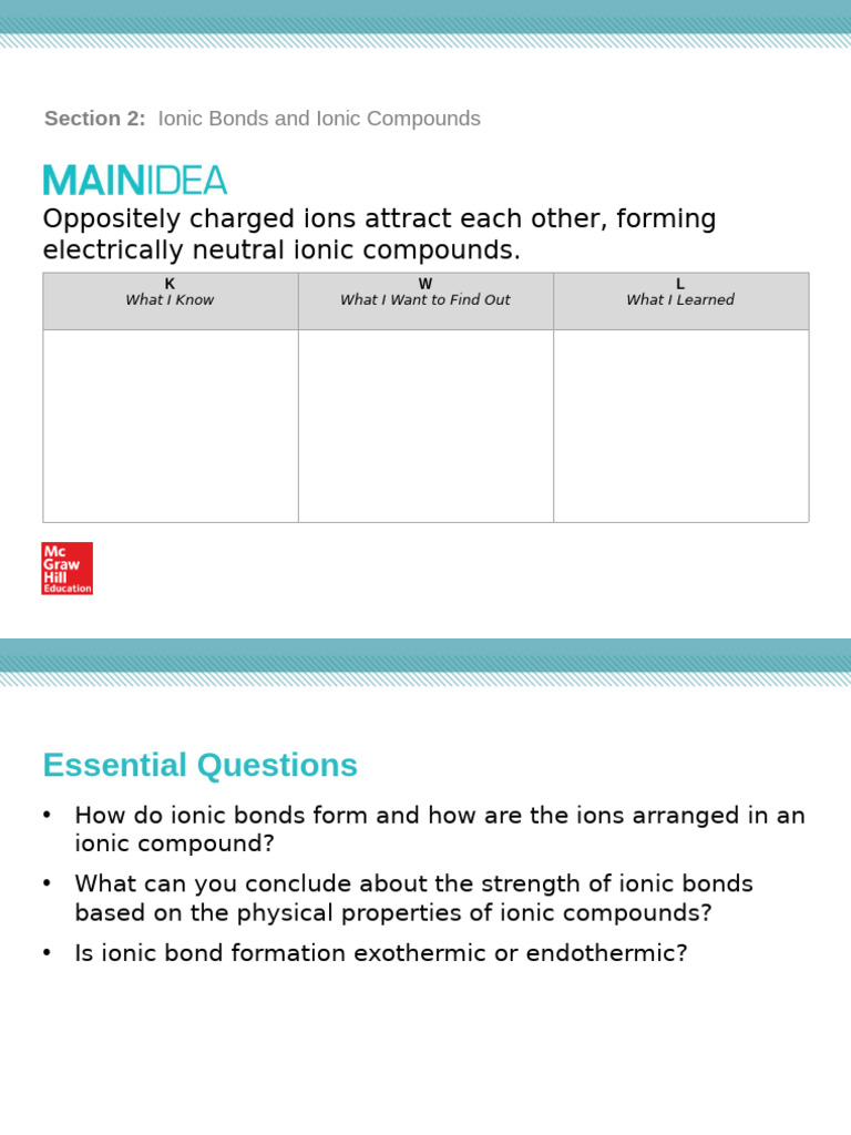 Classroom Presentation Toolkit Ionic Bonds and Ionic Compounds | PDF ...