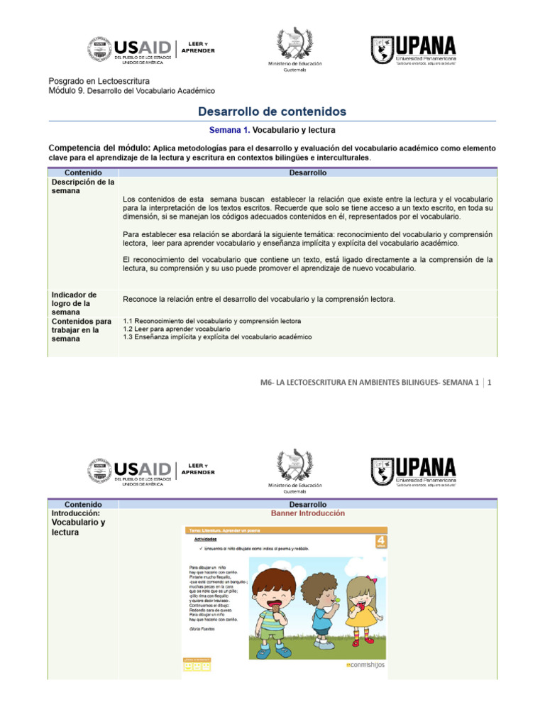 Vocabulario Académico y Comprensión Lectora | PDF | Aprendizaje ...