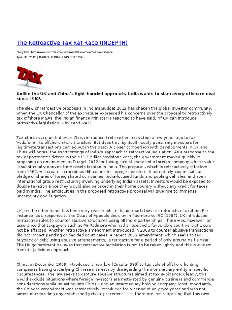 Retro Tax | PDF | Ex Post Facto Law | Investor