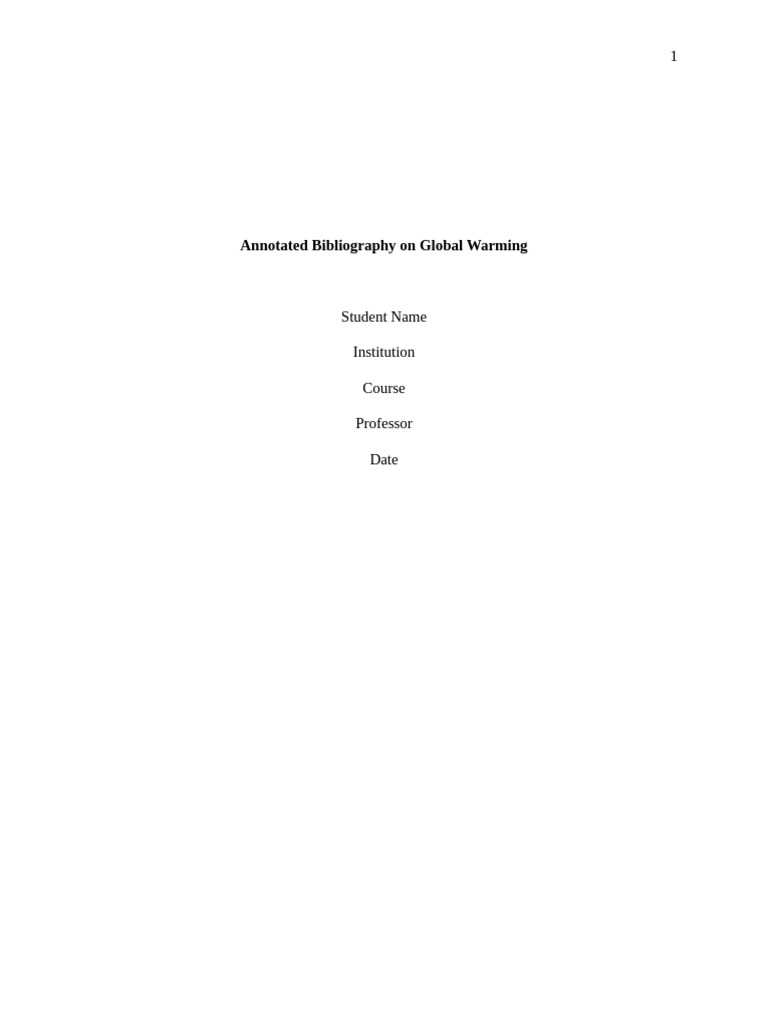 Annotated Bibliography On Global Warming | PDF | Climate Change ...