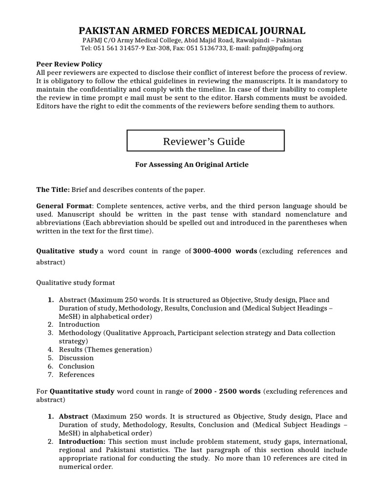 PAFMJ Reviewer's Proforma Original Article-OTH-OTH (5) - OTH-OTH | PDF ...