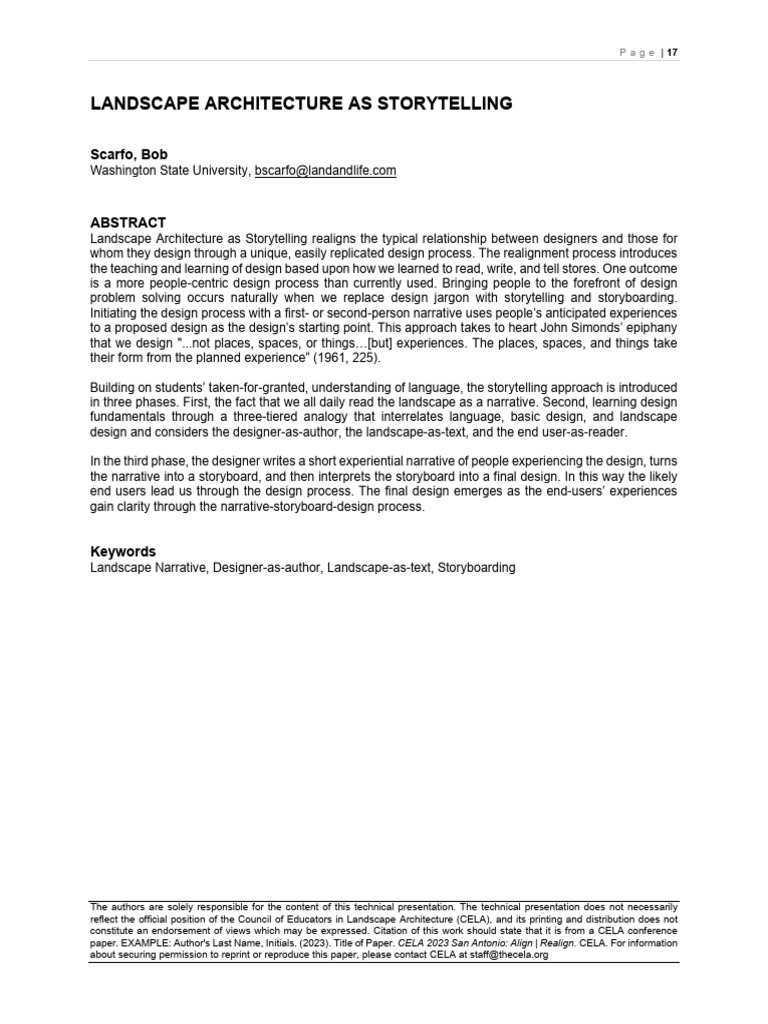 Lrr12 Landscape Architecture As Storytelling | PDF | Narrative | Analogy