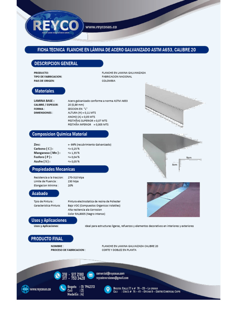 Flanche Galvanizado Calibre 20 en L | PDF
