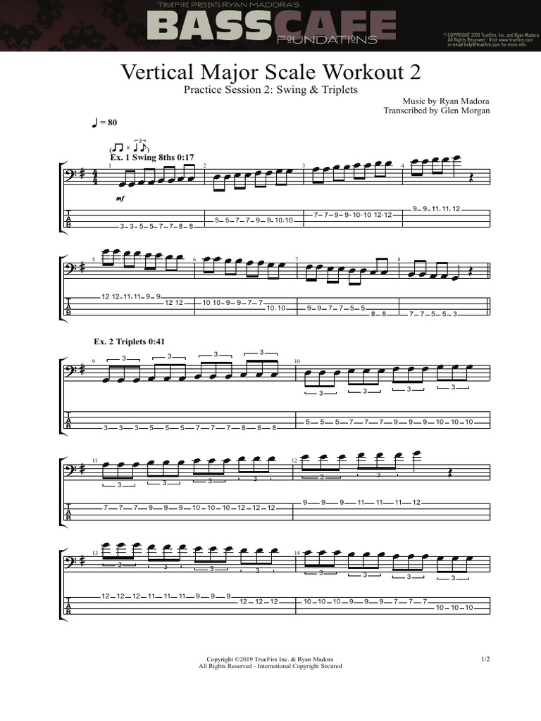 Vertical Major Scale Workout 2 Practice Session 2 - Swing & Triplets | PDF