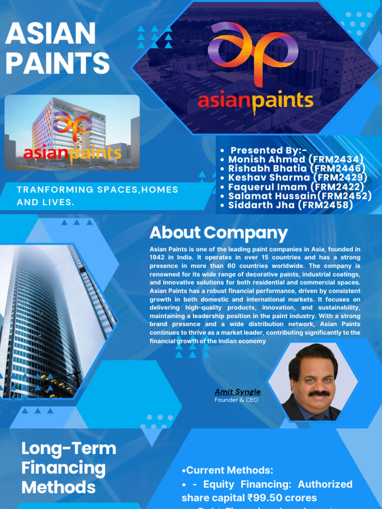Asian Paints: Tranforming Spaces, Homes and Lives | PDF | Dividend ...