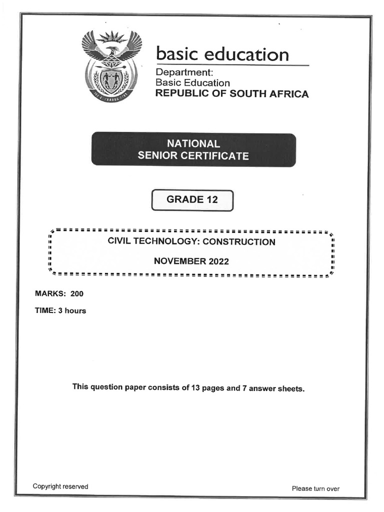 Civil Technology (Construction) Past Exam Papers | PDF