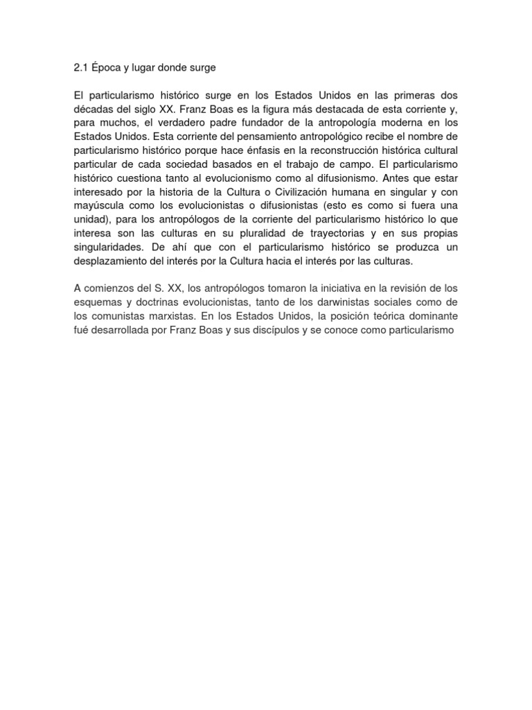 Orígenes y Principios del Particularismo Histórico | PDF | Antropología ...