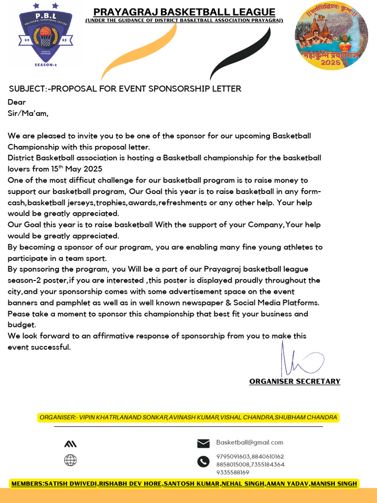 Basketball League Sponsorship PBL-2 | PDF