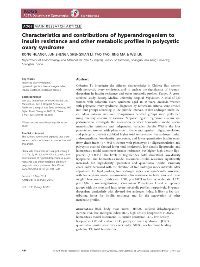 Hyperandrogenism's Role in PCOS Metabolism | PDF | Polycystic Ovary ...