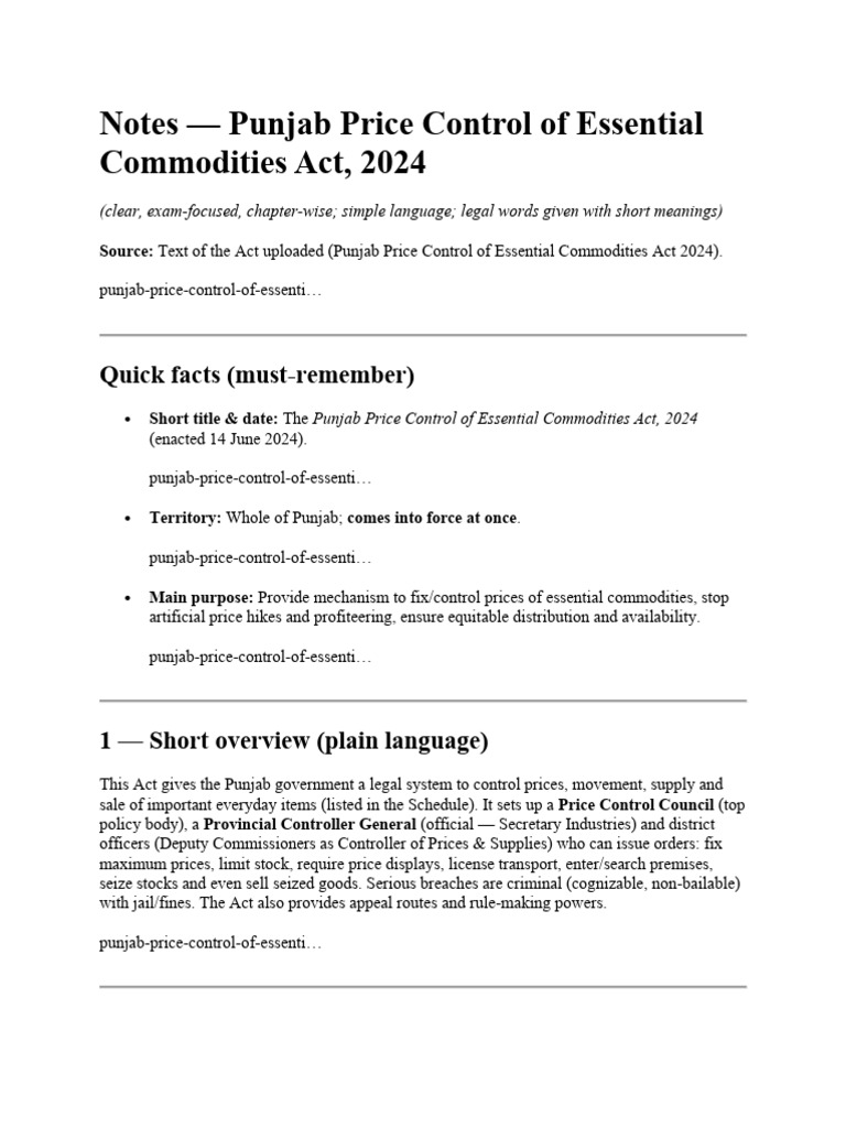 Price Control Act Long Notes | PDF | Criminal Law | Public Law