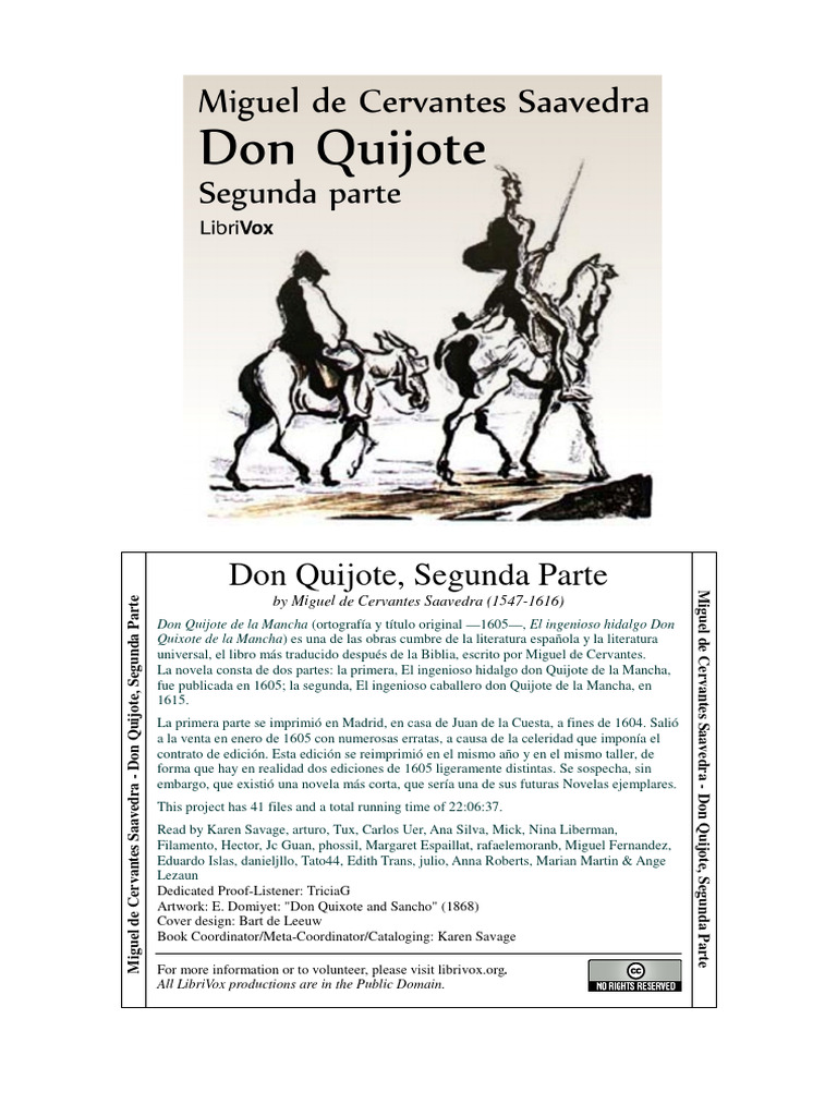 Don Quijote: Segunda Parte de Cervantes | PDF | Don Quijote | Miguel De ...