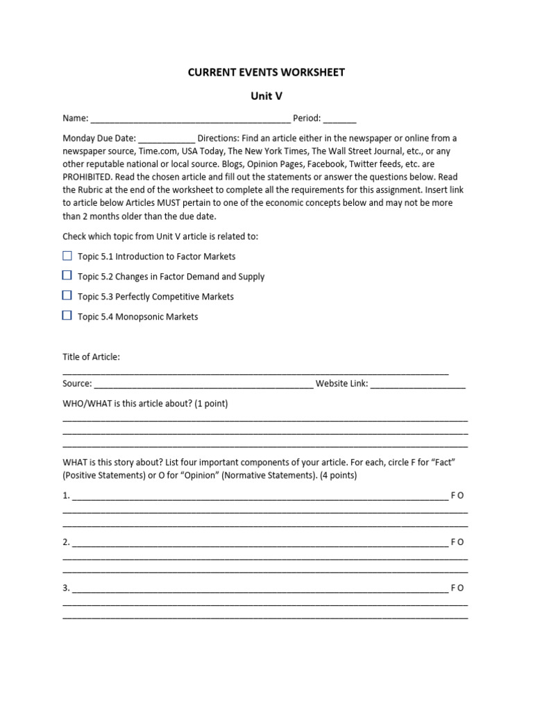 Unit V Current Event Sheet | PDF | Human Communication