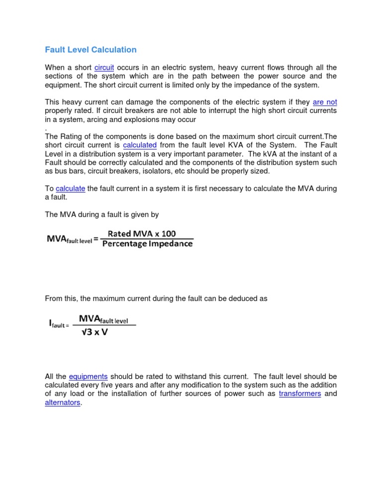 Fault Level Calculation | PDF | Electrical Equipment | Electricity