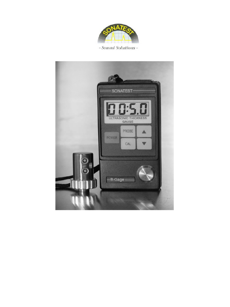 B-Gage Thickness Meter Manual | PDF | Ultrasound | Calibration