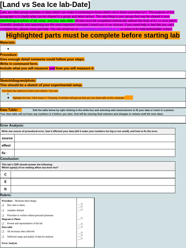Venicia Espinosa - 01 Land Vs Sea Ice Lab | PDF | Data