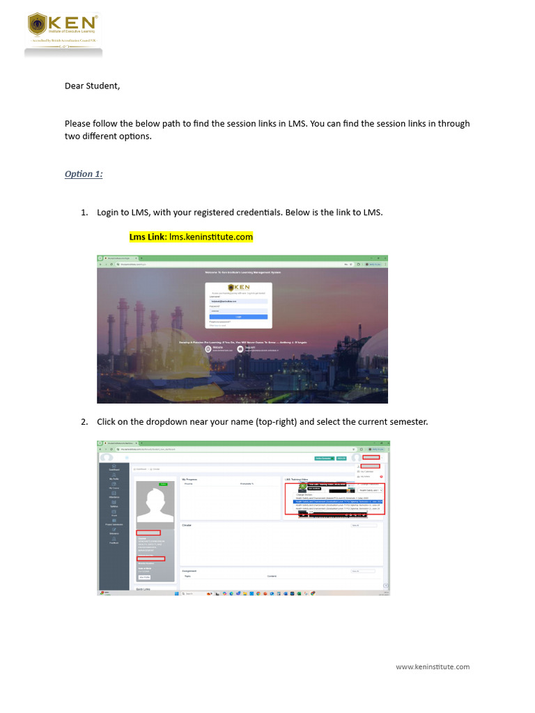 Accessing LMS Session Links Guide | PDF