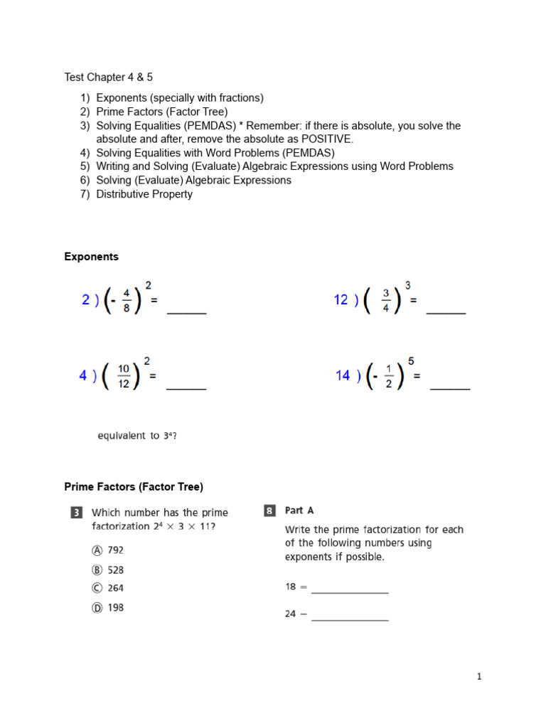 Exponents and Algebraic Expressions Guide | PDF