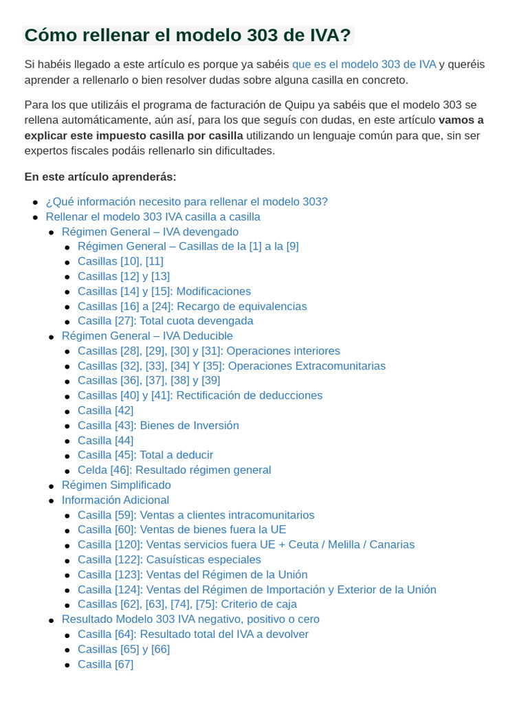 Guía para Rellenar el Modelo 303 IVA | PDF | Factura | Impuesto al ...