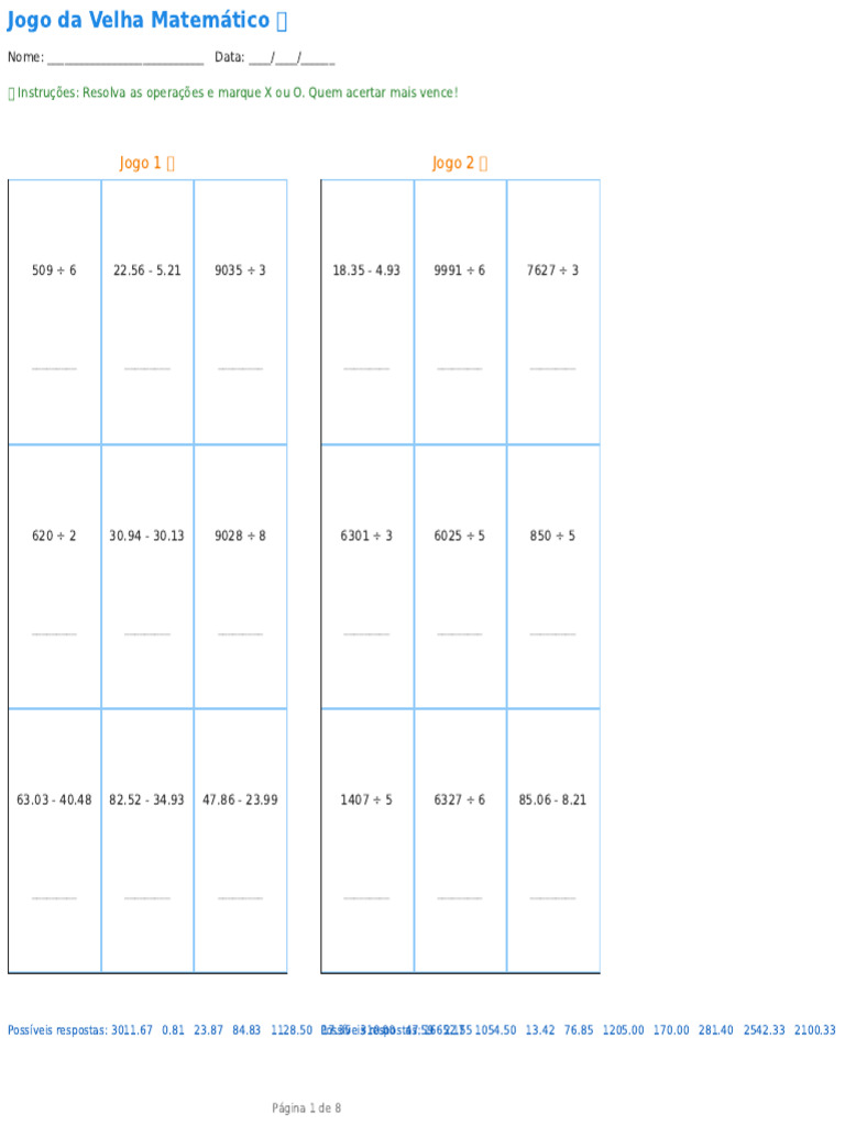 Jogo Da Velha Ludico Pedagogico | PDF