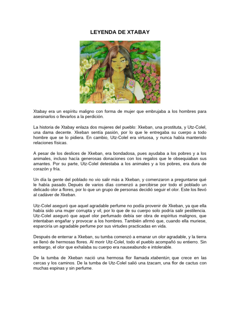 Leyenda de Xtabay | PDF | Folklore | Tradiciones
